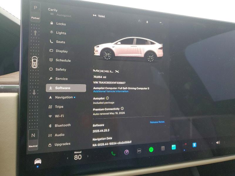 7SAXCBE5XNF335607, 2022 Tesla Model X vehicle history